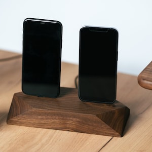 Wooden Dual Docking Station | Double iPhone Charging Station | Wood ...