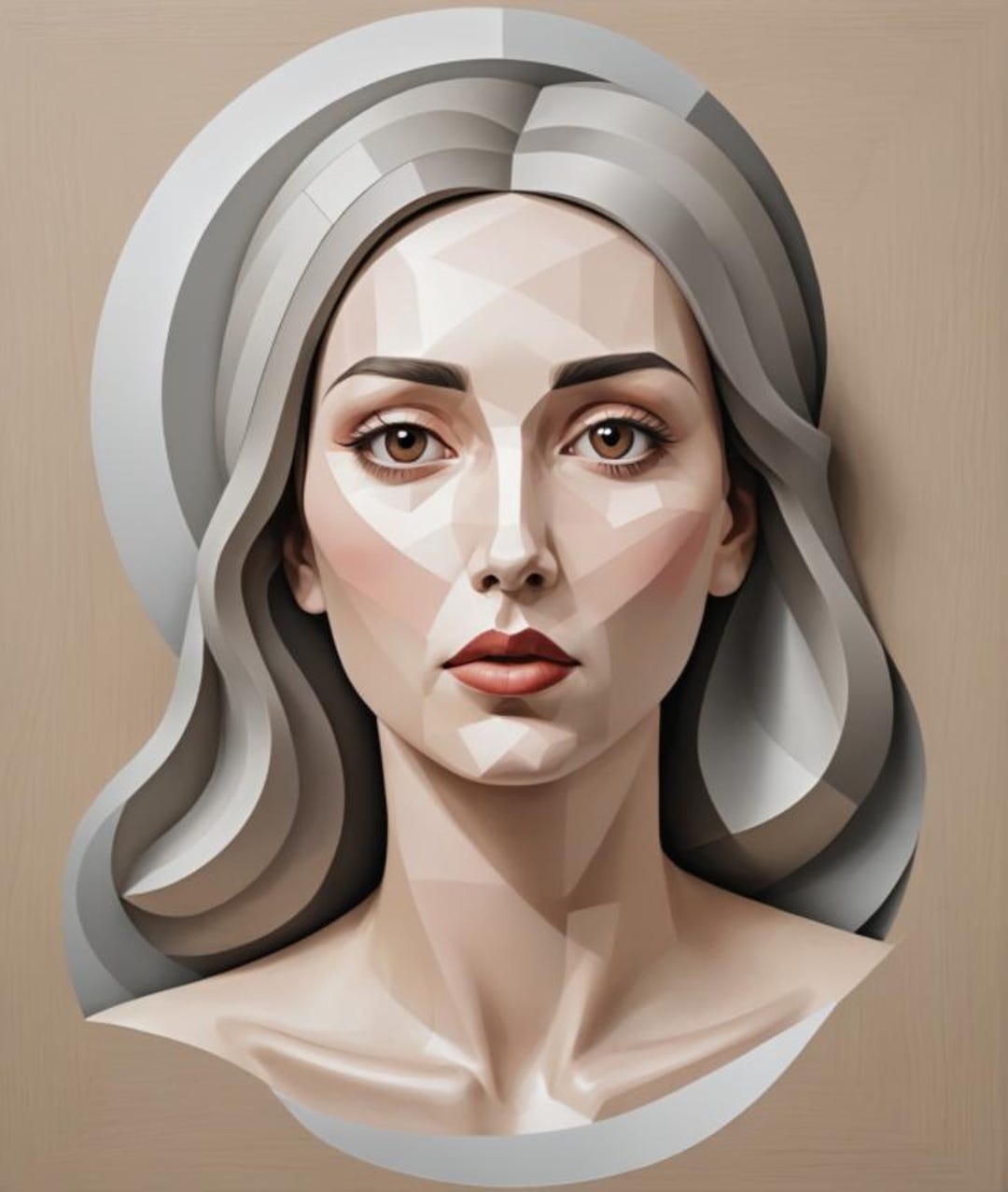 Cubist Woman Portrait Print – Modern Geometric Wall Art – Minimalist ...