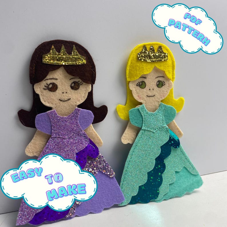 Cute Felt Princess Doll and Outfit Pattern, PDF Pattern Download ...