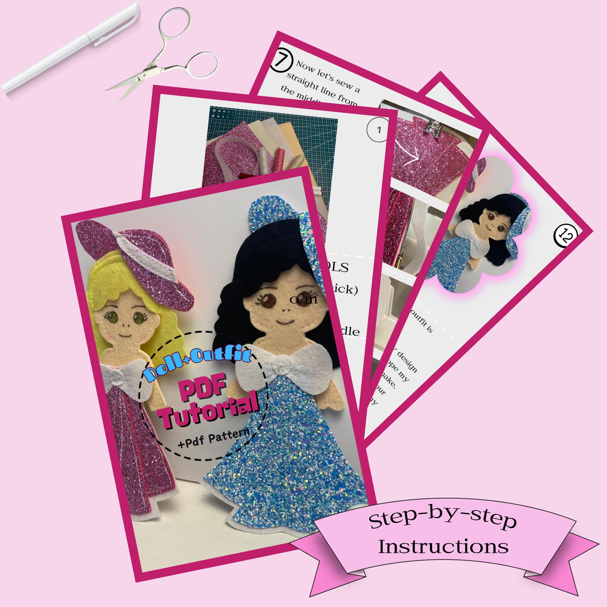 Cute Felt Doll and Pinky Tea Party Outfit Pattern, PDF Pattern Download ...