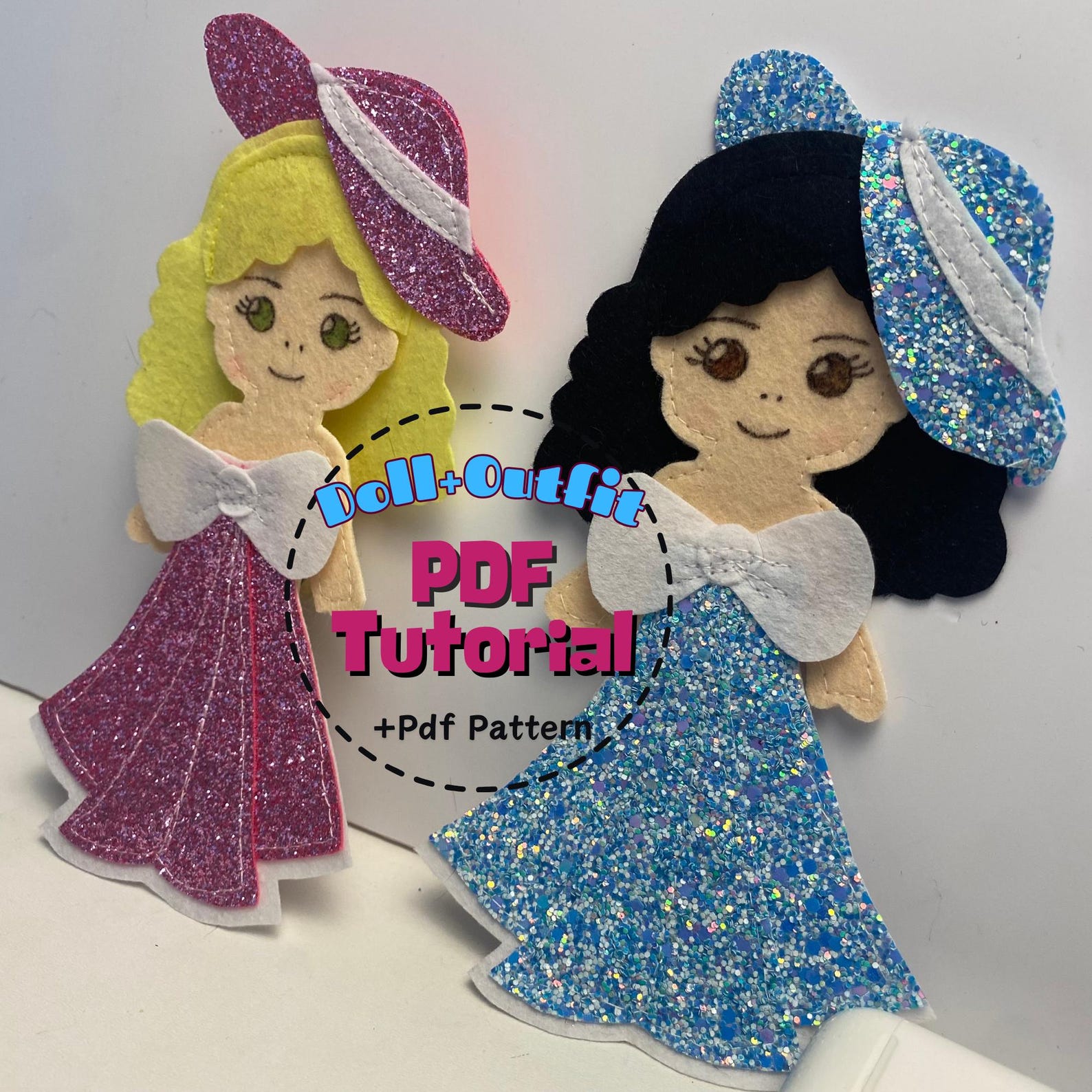 Cute Felt Doll and Pinky Tea Party Outfit Pattern, PDF Pattern Download ...