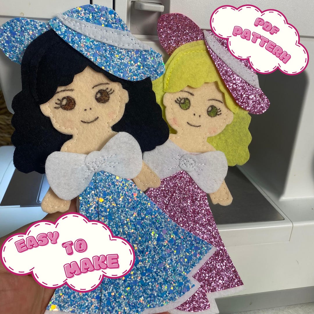 Cute Felt Doll and Pinky Tea Party Outfit Pattern, PDF Pattern Download ...