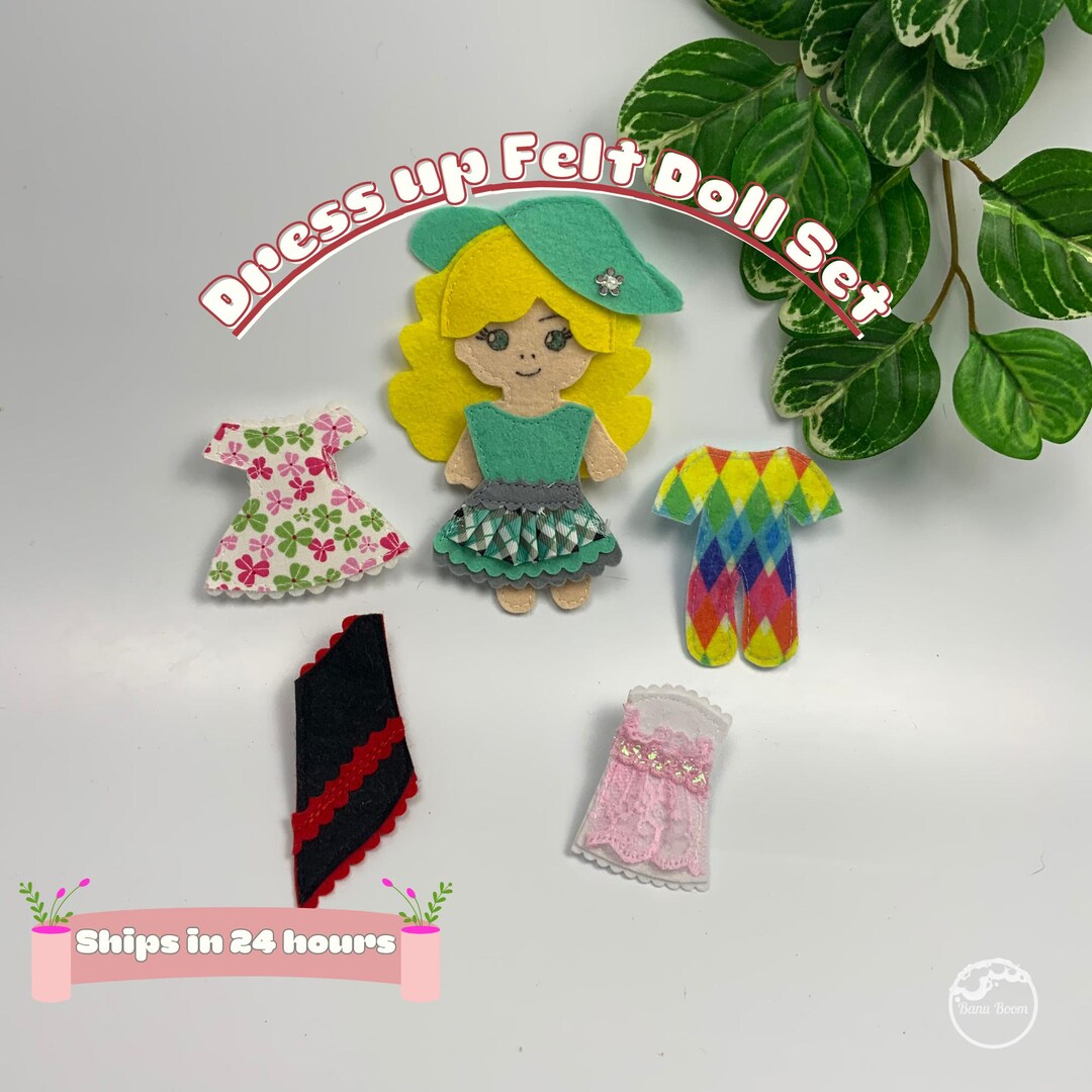 Felt Doll With Customizable Skin Tones & 5 Stylish Outfits – Affordable ...