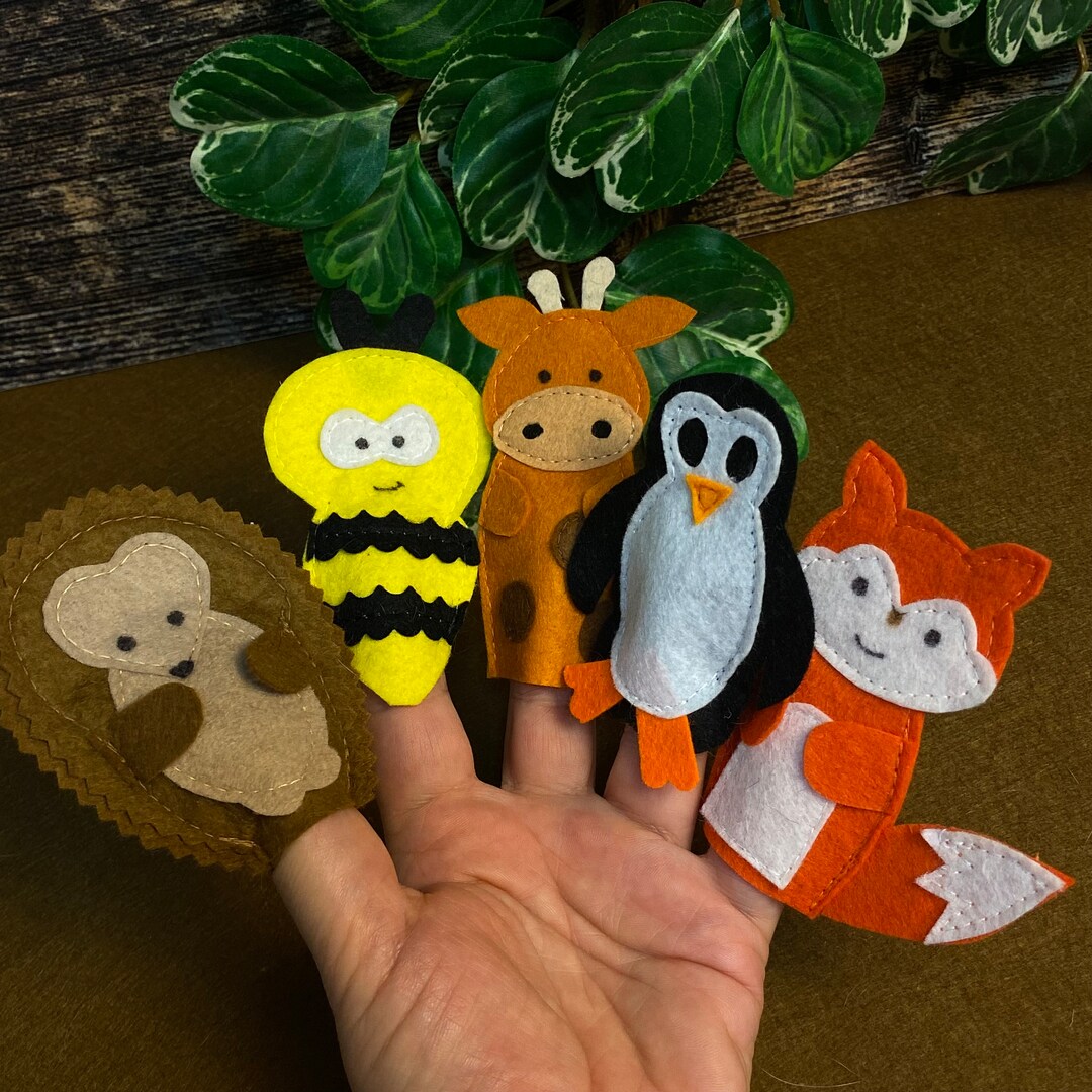 Felt Forest Animal Finger Puppet Set, Educational Montessori Inspired ...
