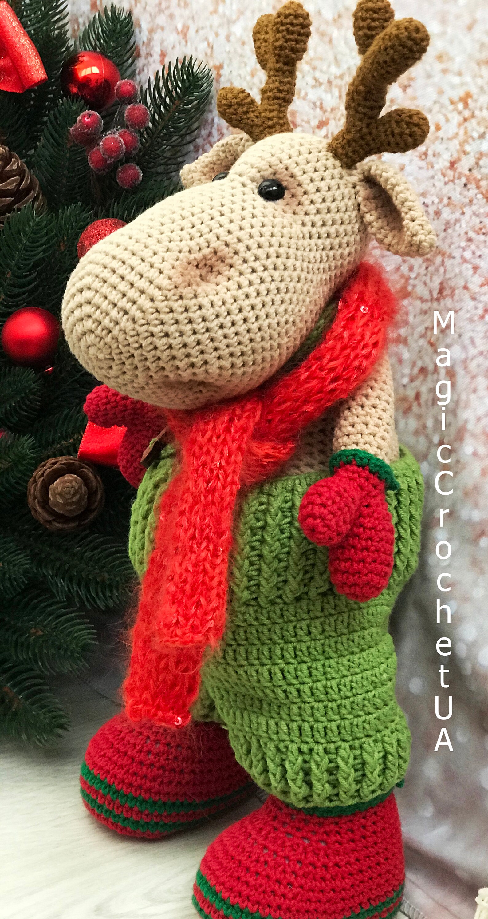 Crochet Deer Pattern, Crochet Elk, Christmas Deer, Christmas Elk ...