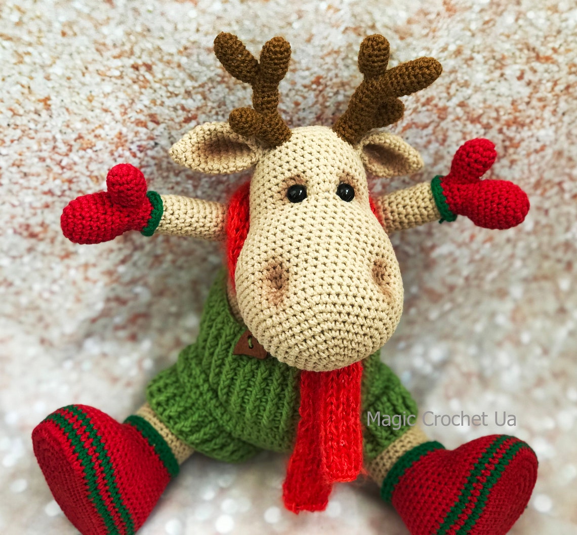 Crochet Deer Pattern, Crochet Elk, Christmas Deer, Christmas Elk ...
