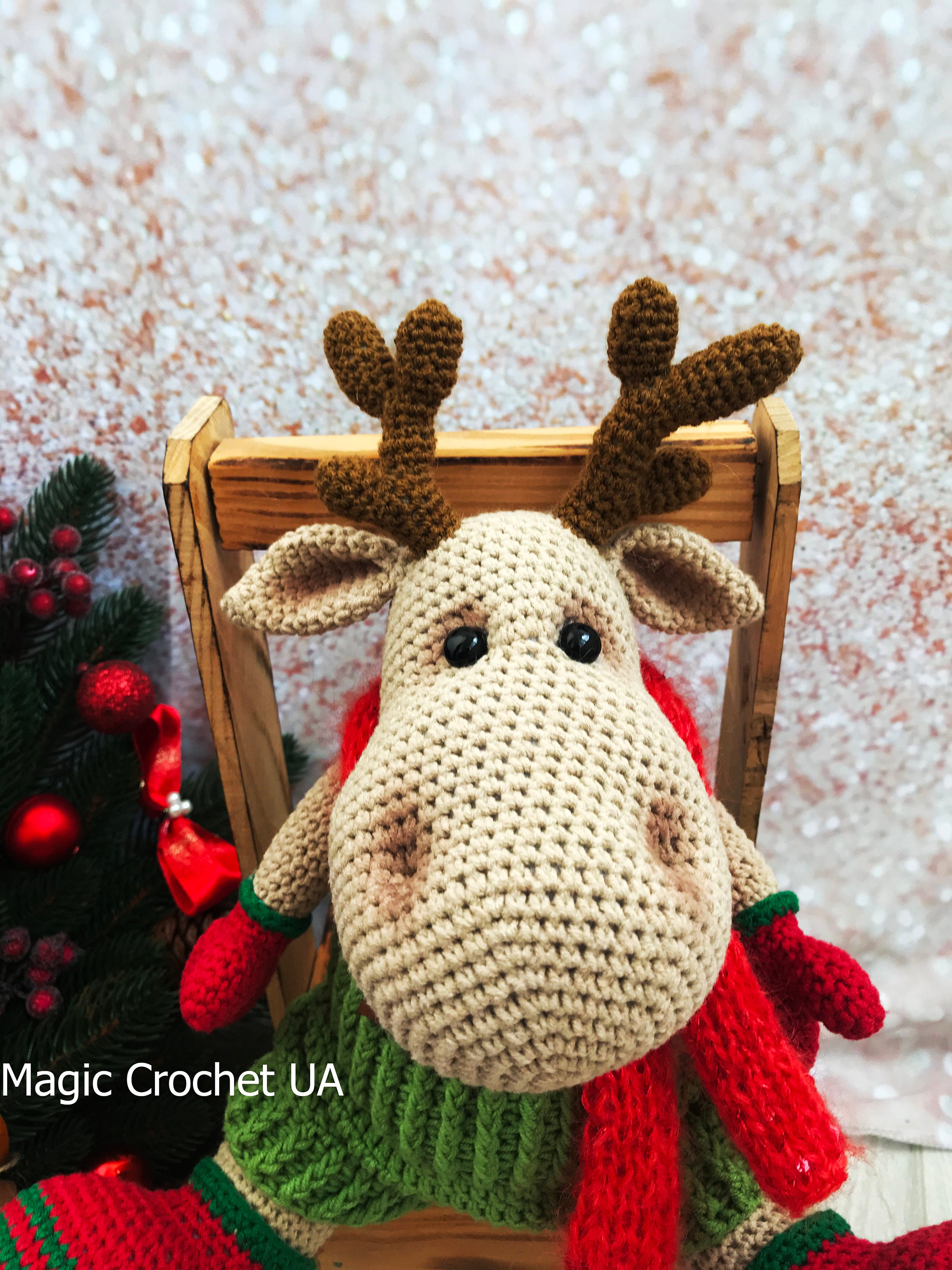 Crochet Deer Pattern, Crochet Elk, Christmas Deer, Christmas Elk ...