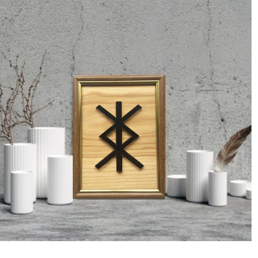 Protection Home Sign, Framed 3 D Wall Sign Bindrune, Wooden Hanging ...