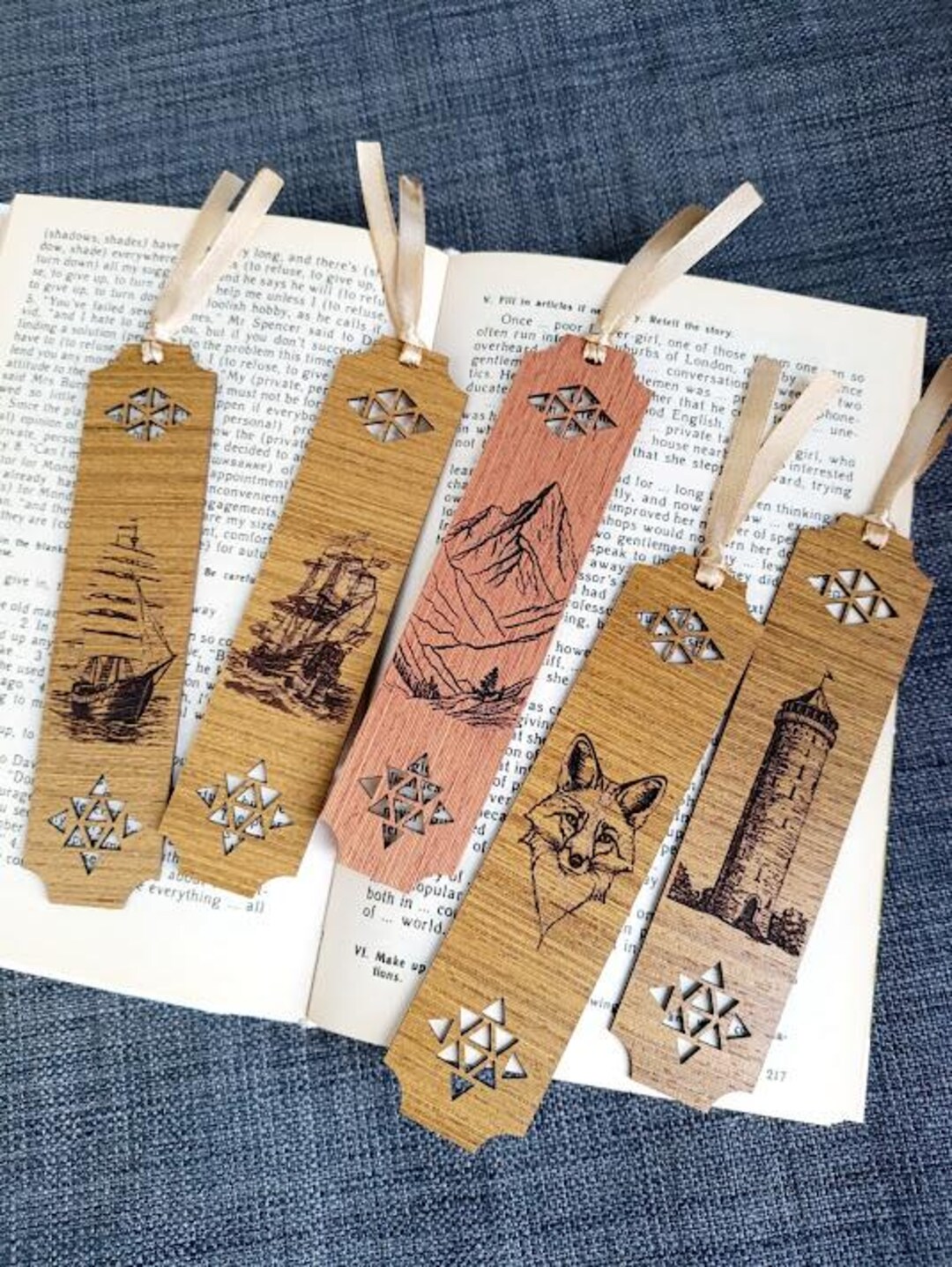 Unique Wooden Bookmark, Set Engraved Bookmark - Etsy