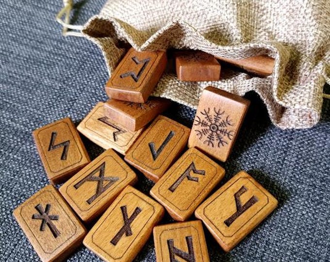 Set of 34 Anglo-saxon Wooden Runes, Northumbrian Futhorc - Etsy