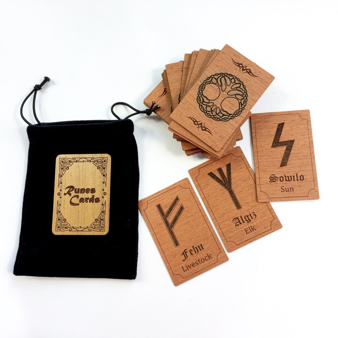 Wooden Rune Cards, 25 Celtic Wood Runes Tree of Life Yggdrasil, Fortune ...