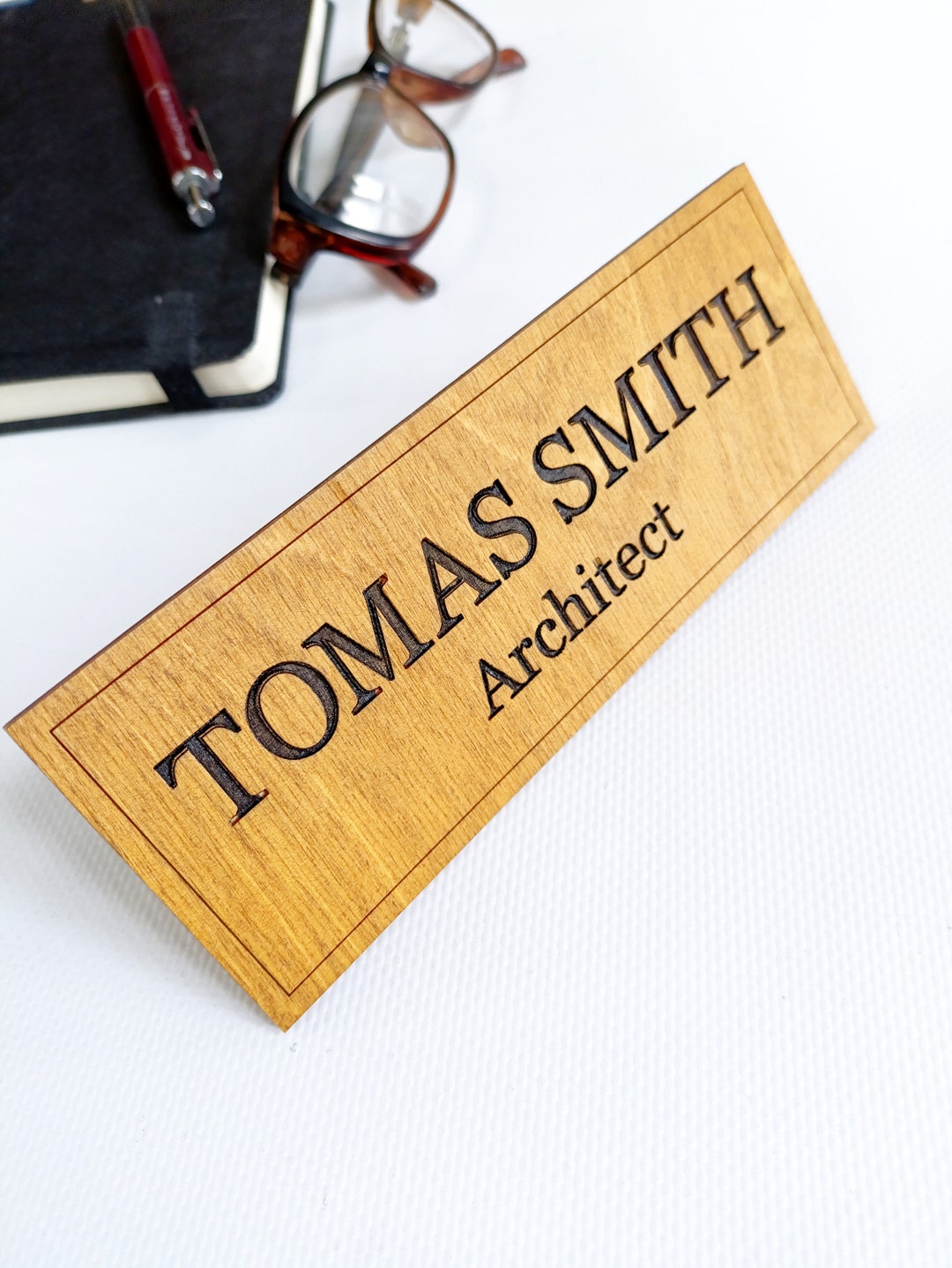 Personalized Wooden Desk Name Plate, Desktop Nameplate, Architect Name ...