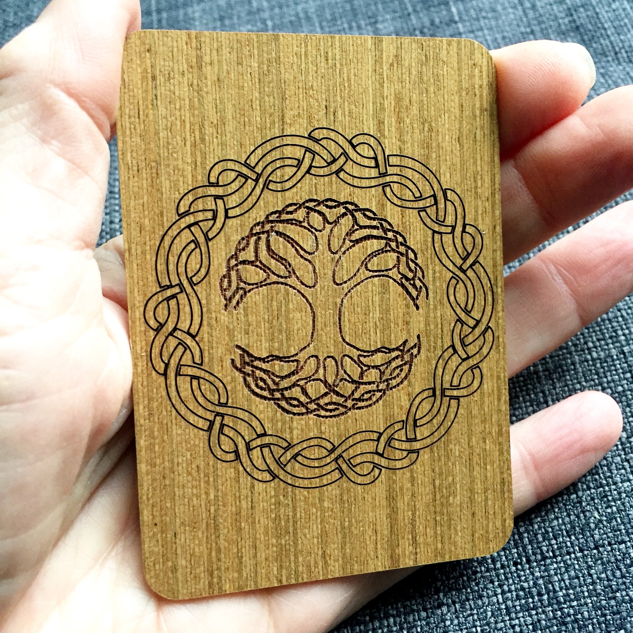 Wooden Runes Cards Tree of Life Vegvisir Box Engraved With - Etsy