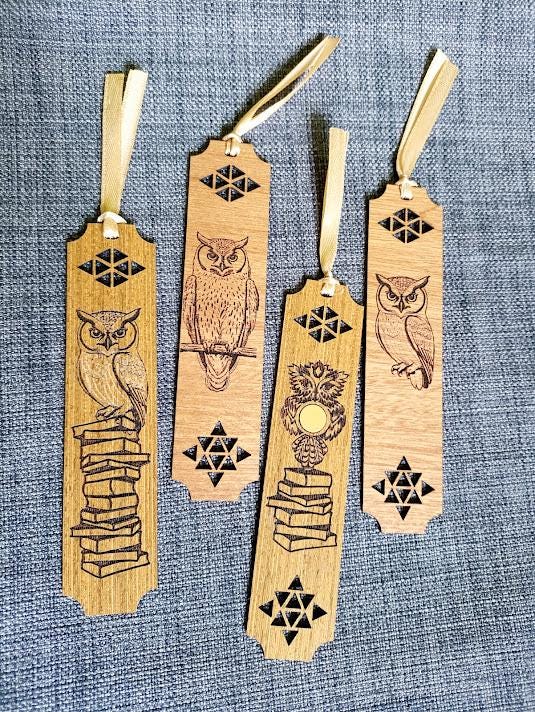 Owl Engraved Wooden Bookmark – Wise Bird Gift for Book Lovers, Handmade ...
