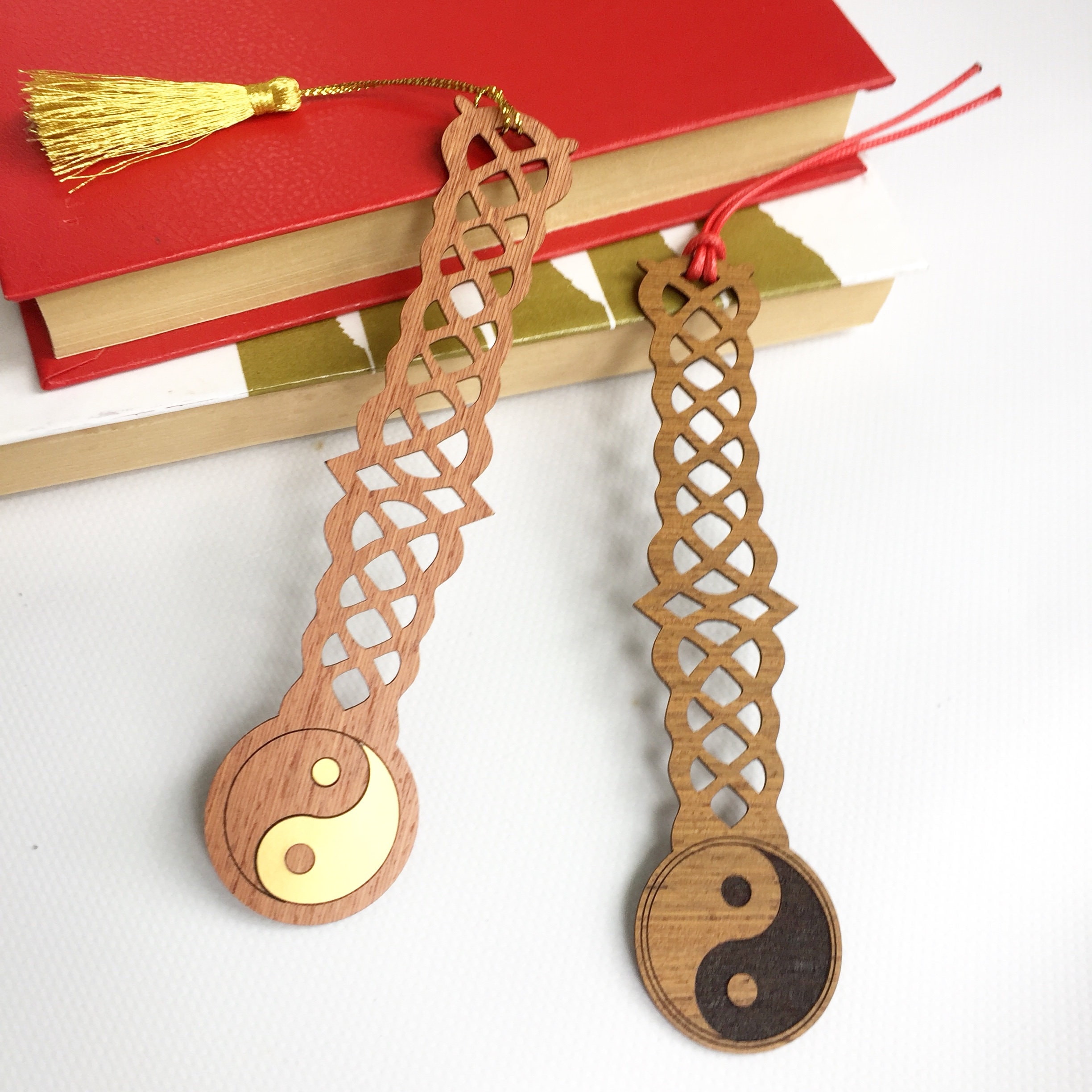 Yin Yang Bookmark, Chinese Symbol Engraved Wooden Bookmark, Unique Wood ...