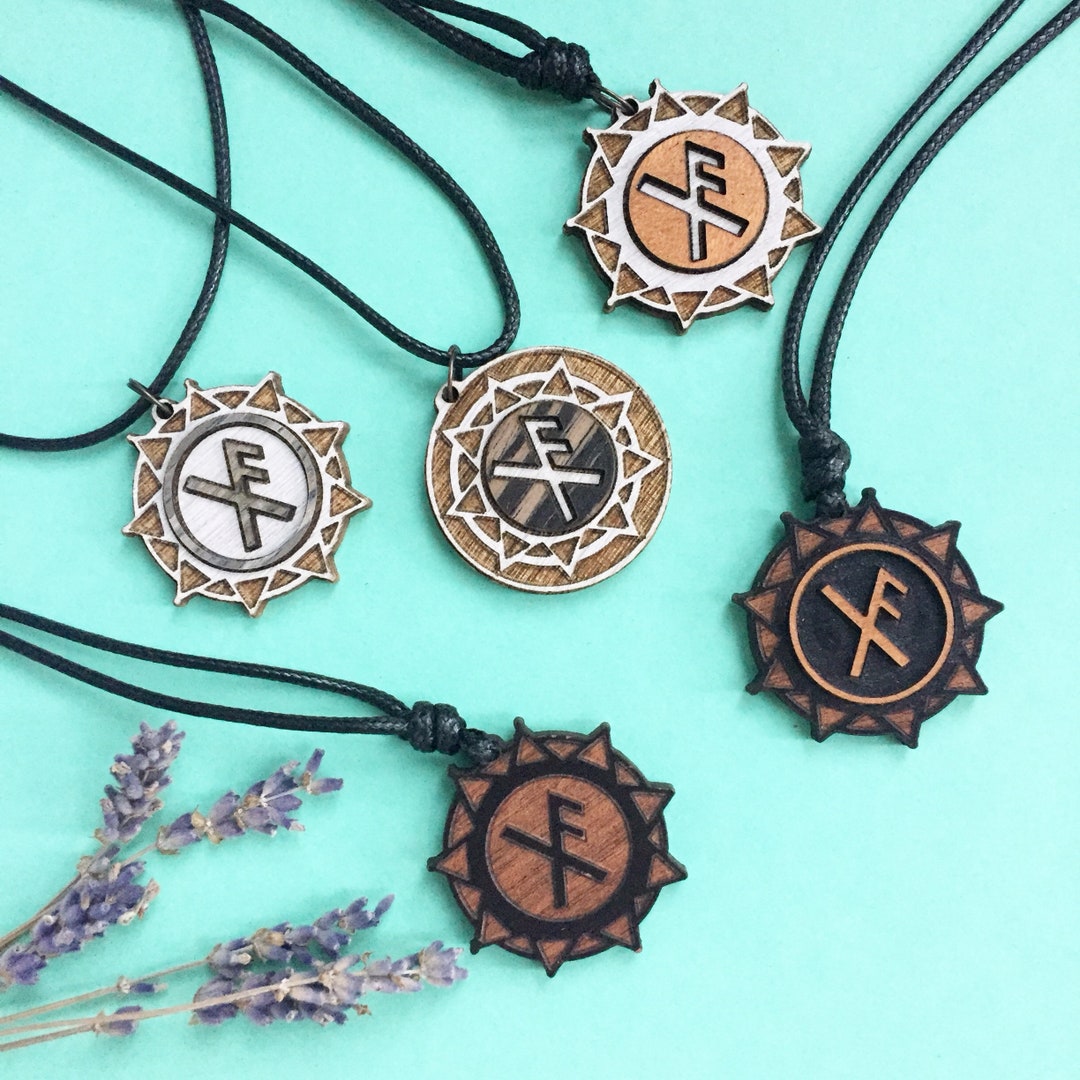 Wood Amulet Bind Rune Good Luck Necklace, Viking Talisman, Celtic ...