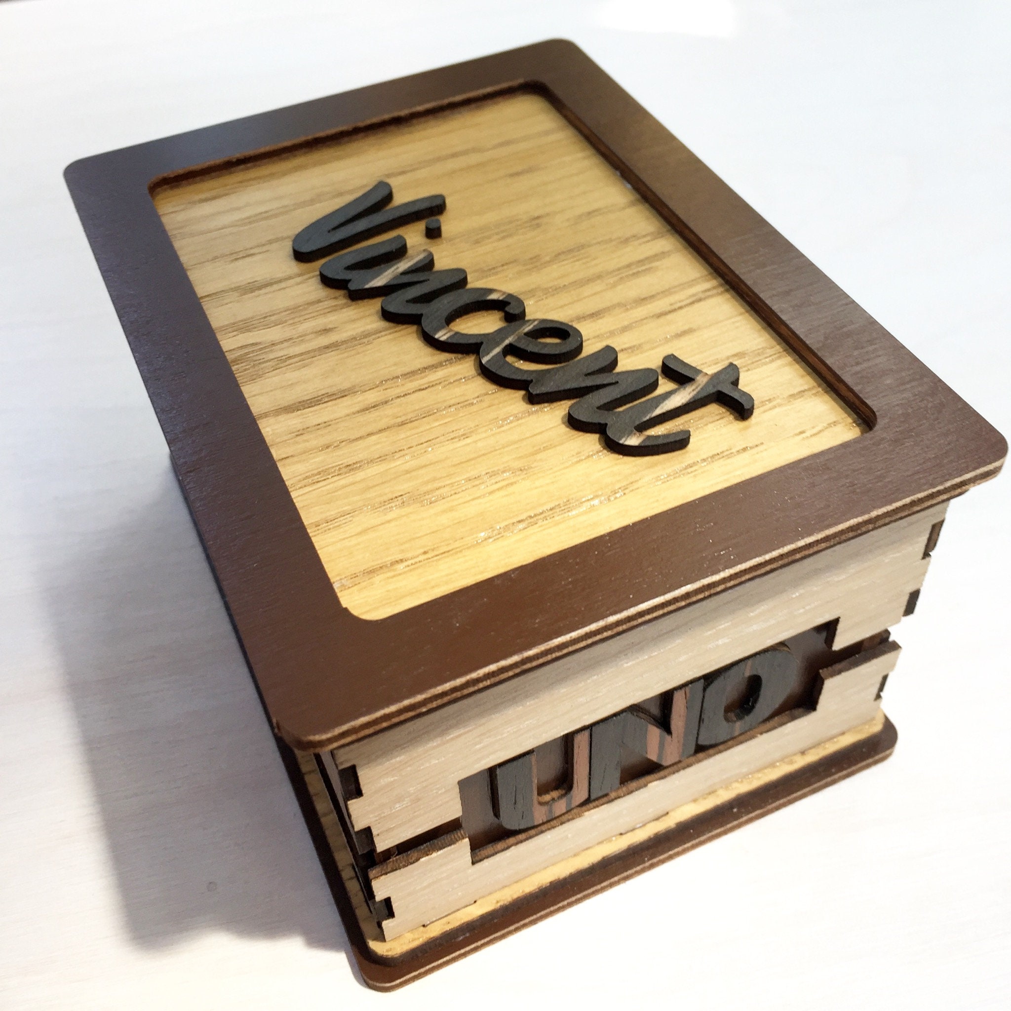 UNO Card box /Personalized wooden box/UNO Card holder/Eco | Etsy