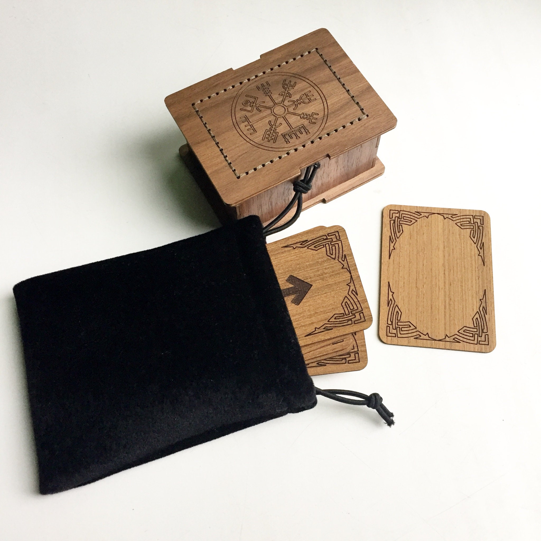 Wooden Runes Cards Tree of Life Vegvisir Box Engraved With - Etsy