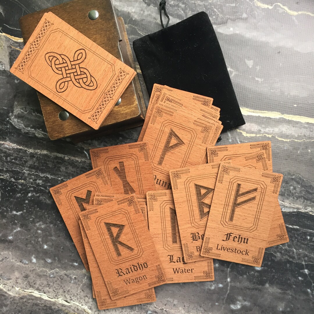 Wooden Rune Cards, Celtic Knot, Runes in a Wooden Box, Scandinavian ...