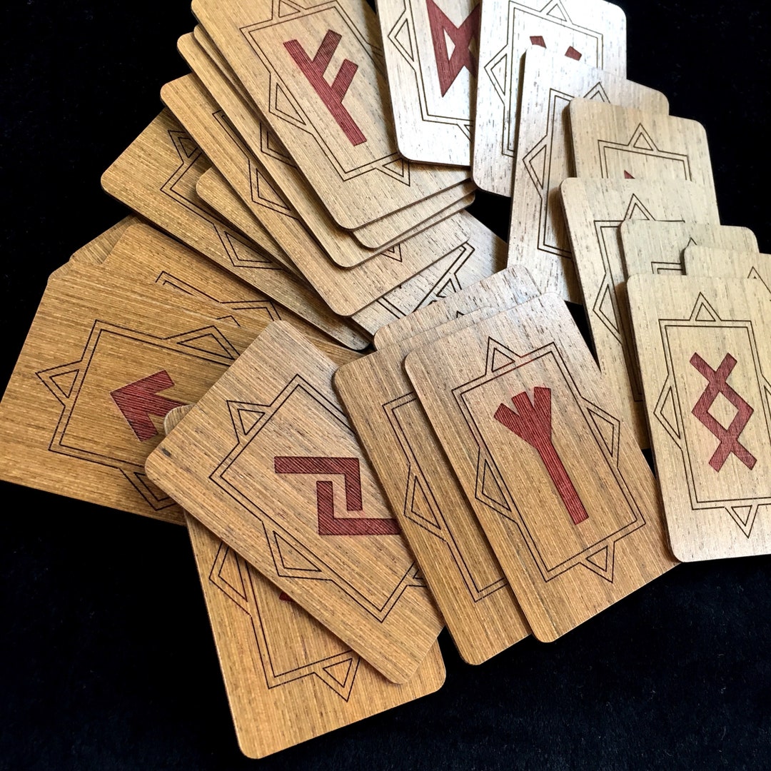 Handmade Wooden Rune Deck Elder Futhark, Nordic Divination Cards in ...