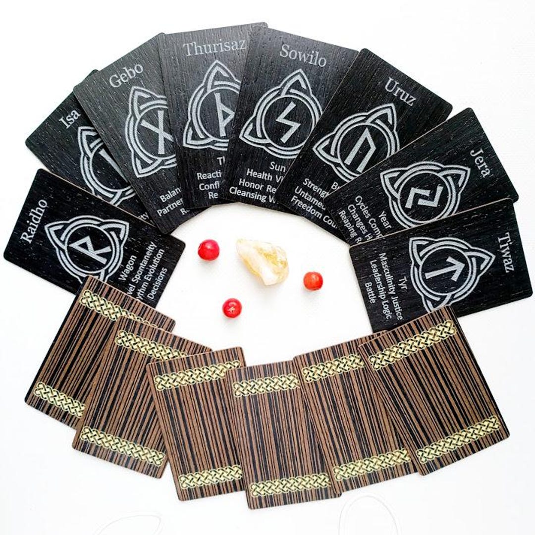 Exclusive Elder Futhark Wooden Rune Deck, Basic Meaning– 25 Engraved ...