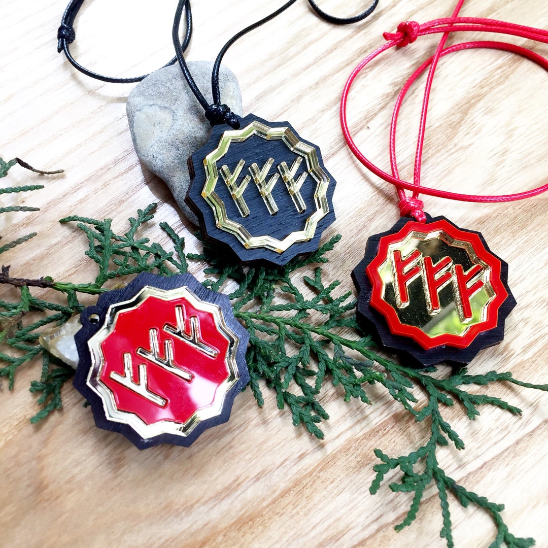 Potente amuleto de dinero 3 Fehu Runa de la riqueza Talismán Collar ...