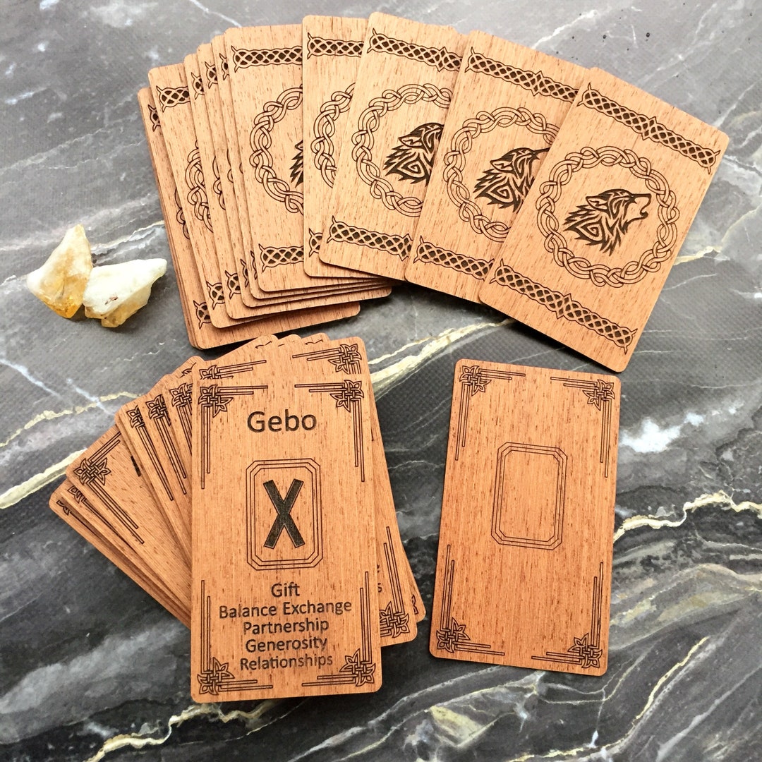 Pagan Celtic Wooden Runic Cards Fenrir With the Basic Meaning, Runes in ...