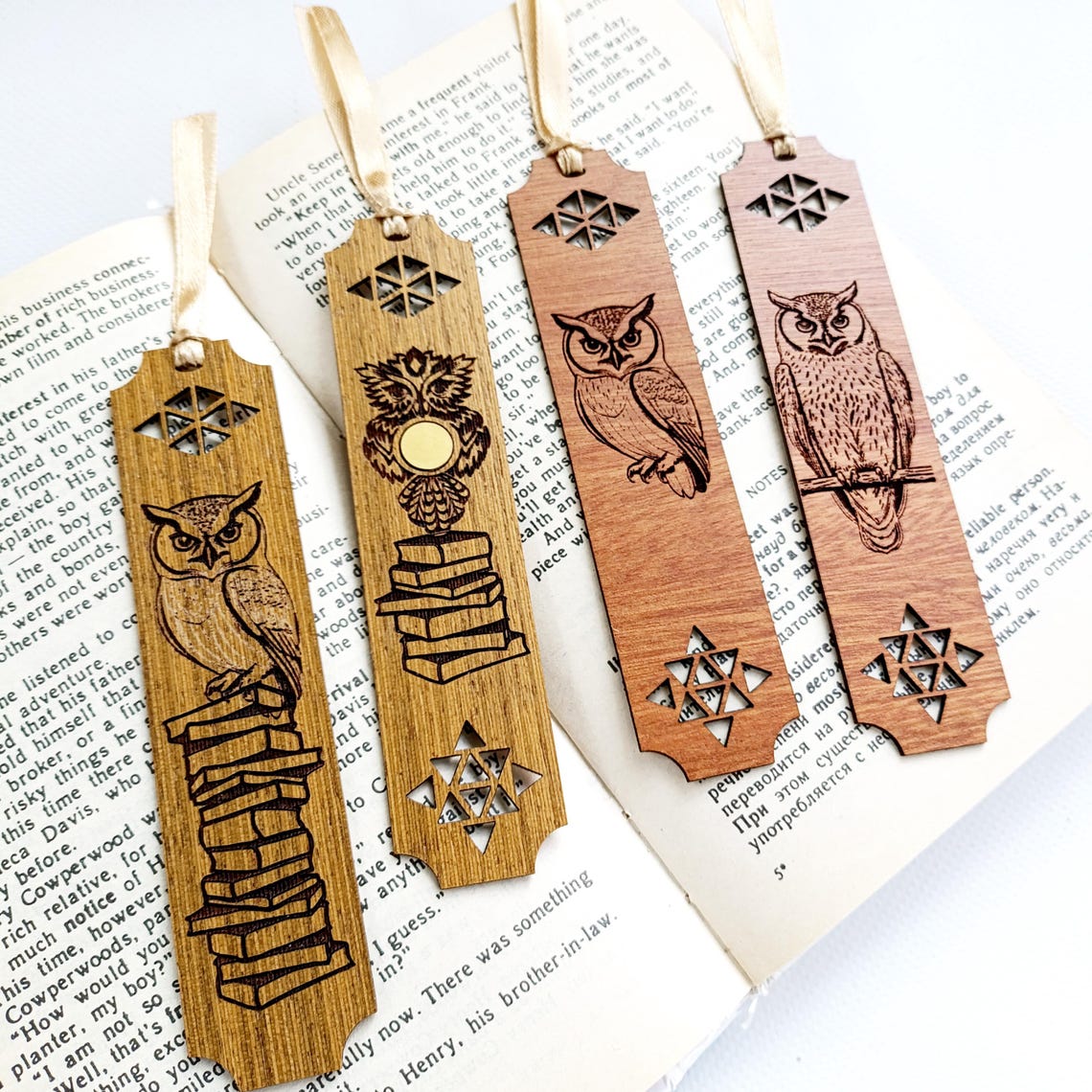 Owl Engraved Wooden Bookmark – Wise Bird Gift for Book Lovers, Handmade ...