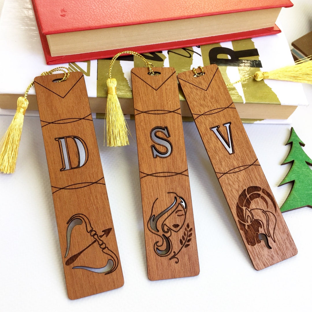 First Letter Name Wooden Zodiac Bookmark, Custom Wood Bookmarks With ...