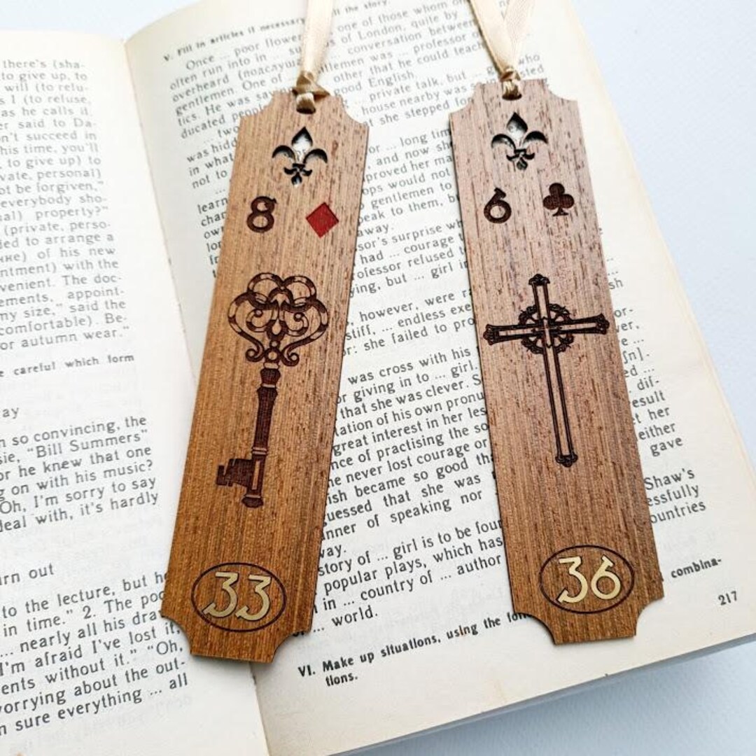 Wooden Bookmark Tarot Lenormand, Key, Cross Engraved Bookmark - Etsy