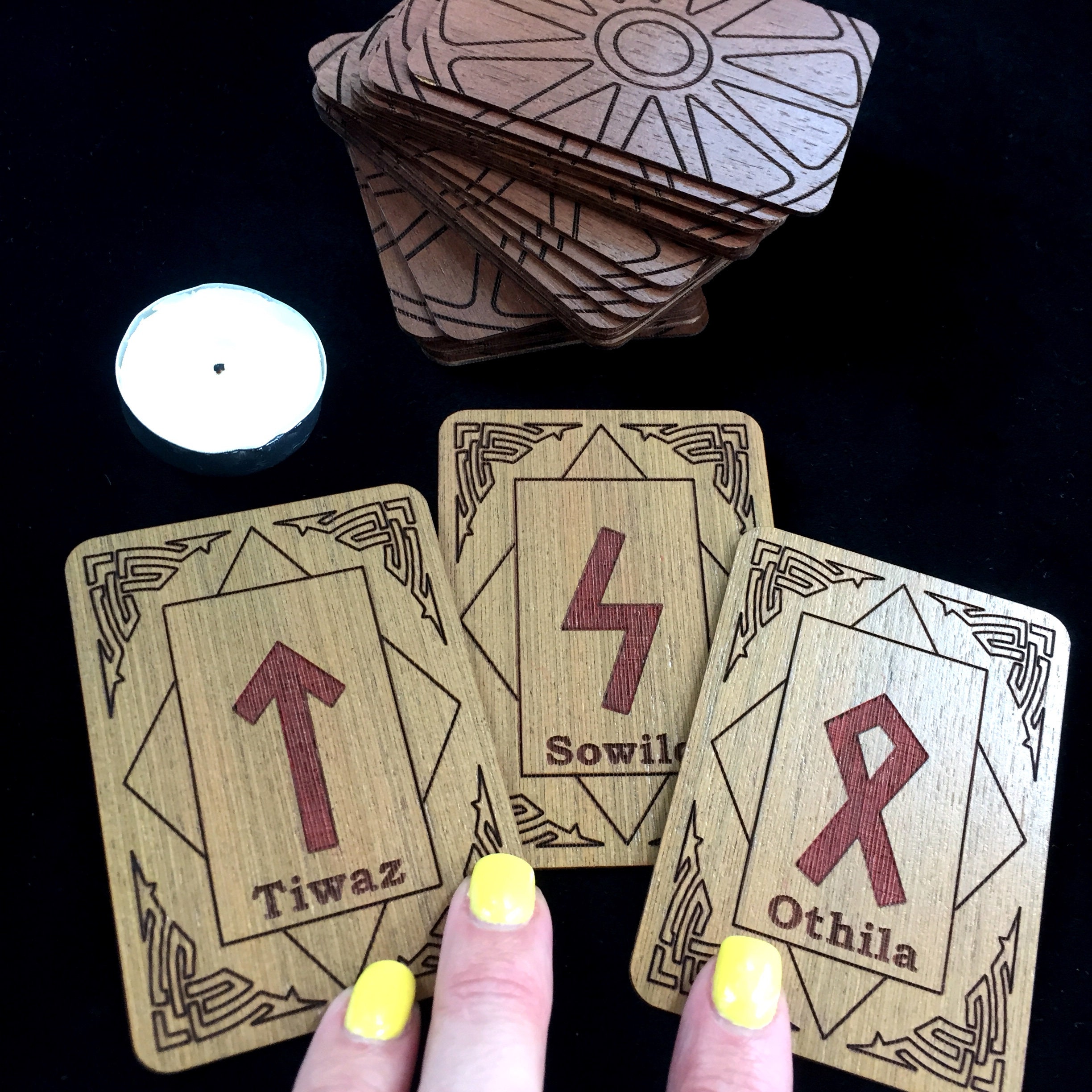 Wooden Runes Cards, Elder Futhark Runes Set, Norse Viking Runes Cards ...
