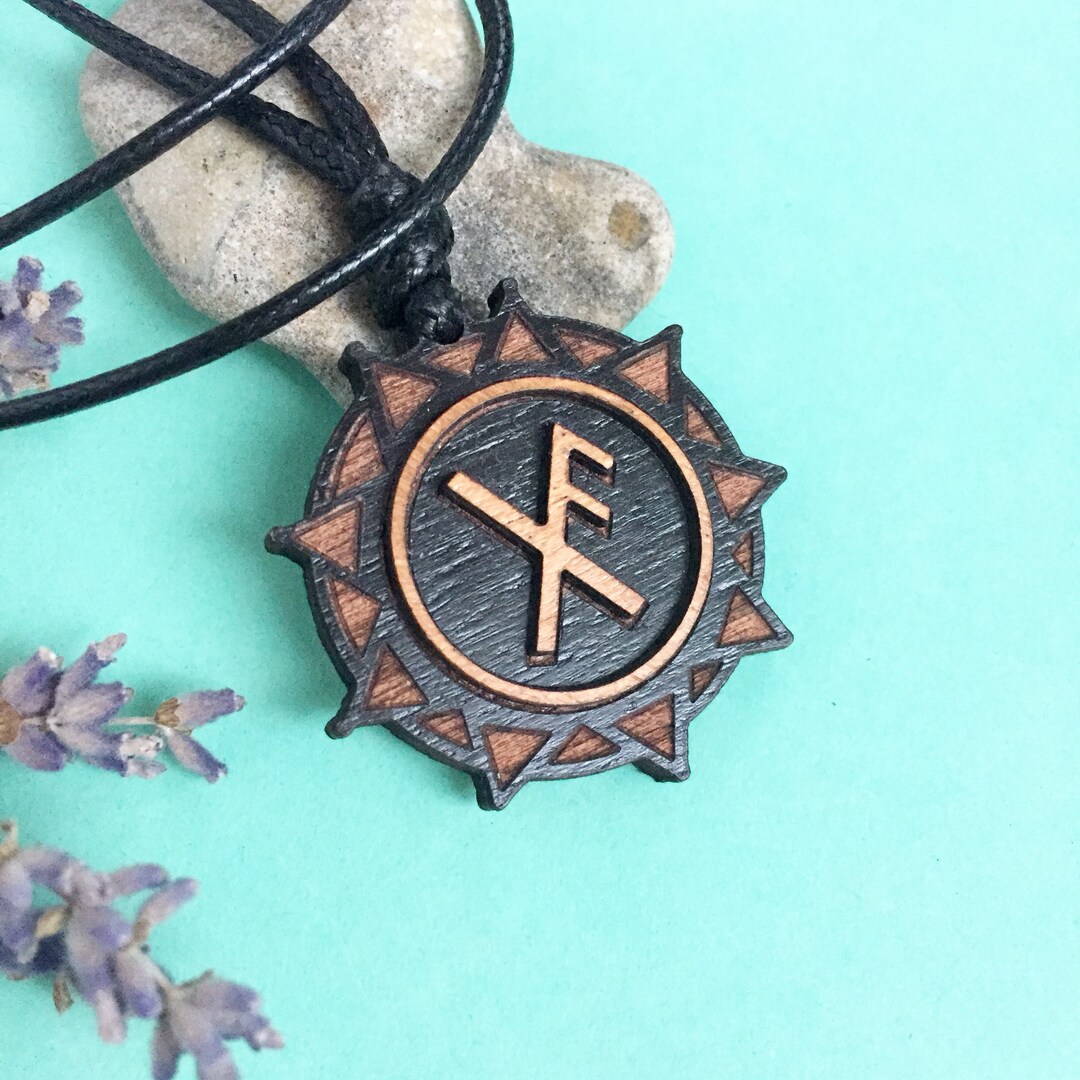 Wood Amulet Bind Rune Good Luck Necklace Viking Talisman - Etsy