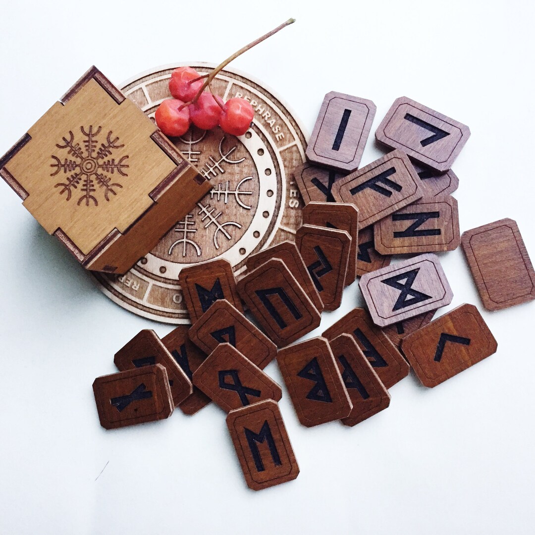 Set of 25 Wooden Runes Elder Futhark 1 Rune Pendant as a - Etsy