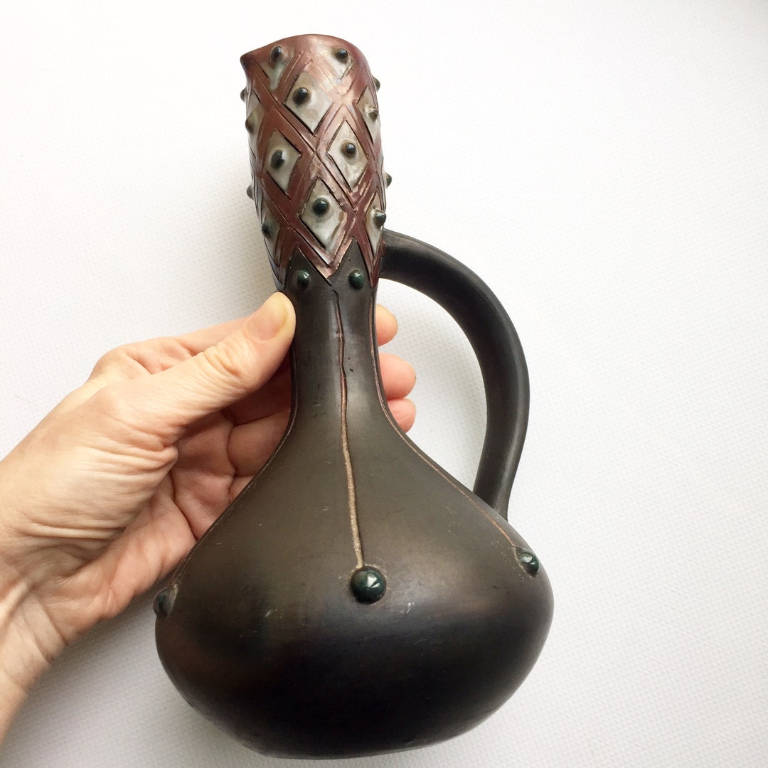 Unique Handmade Black Ceramic Wine Decanter Handmade 1960's Persian ...