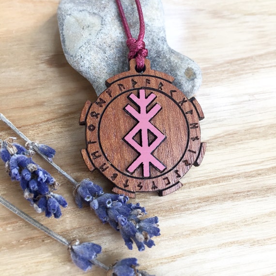 Wealth Attraction Talisman Wooden Pendant for Women Bindrune - Etsy