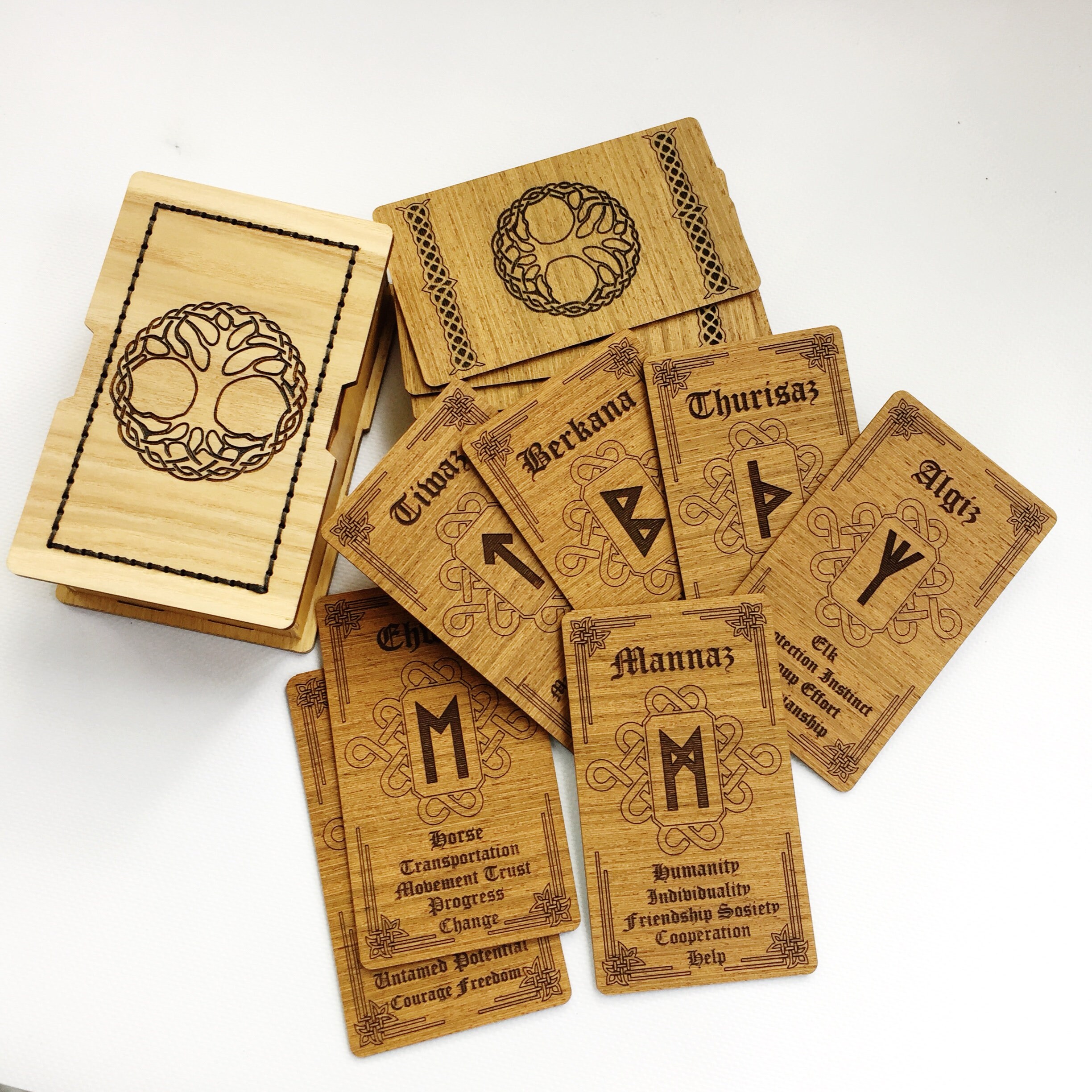 Yggdrasil Tree Wooden Runes Cards With Basic Meaning Elder - Etsy