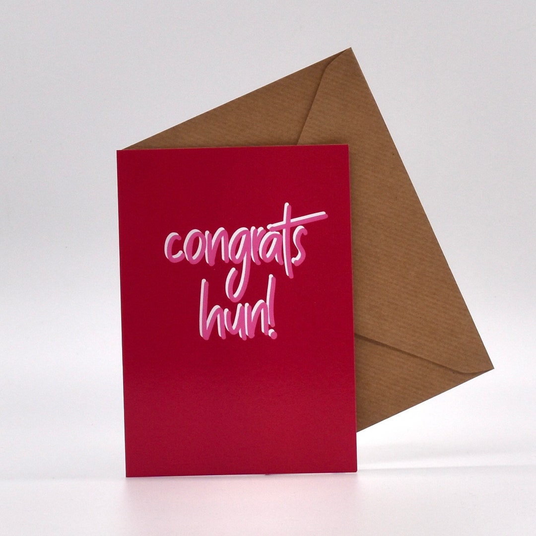 Congrats Hun Pink Congratulations Card - Etsy Australia