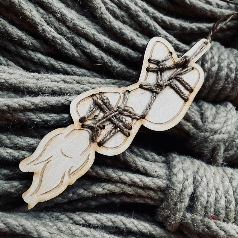 Shibari Hanging Model Silhouette Suspension Rope Wood Engraved Ornament ...