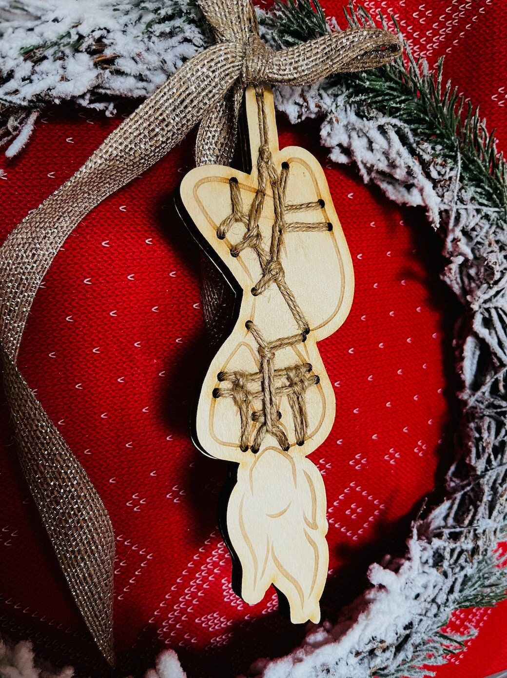 Shibari Hanging Model Silhouette Suspension Rope Wood Engraved Ornament ...