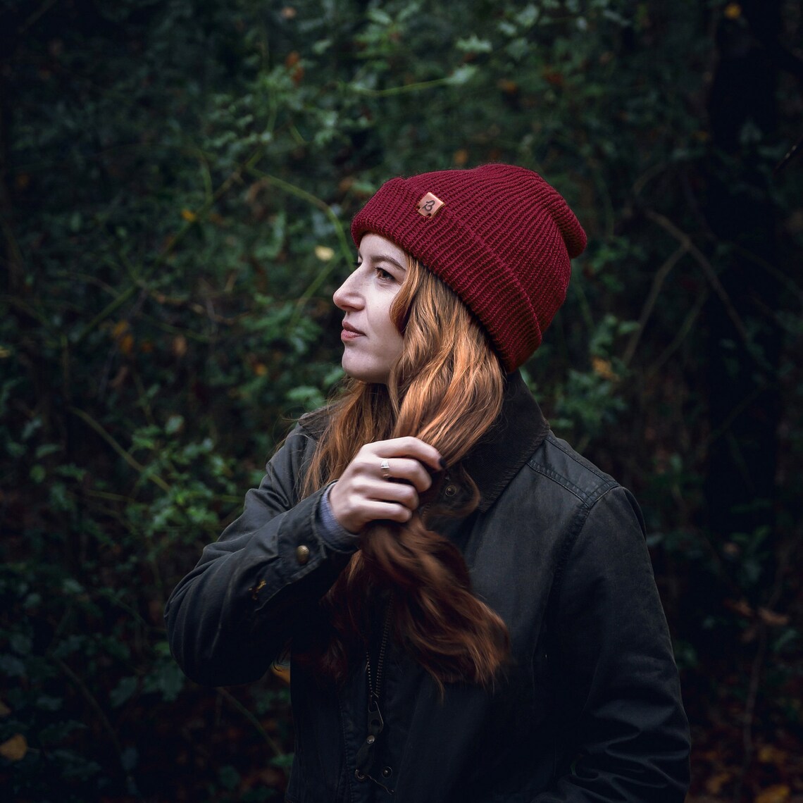 Hand-crafted Slack Fit Wooly Hat. Super Soft Comfortable Dark Burgundy ...