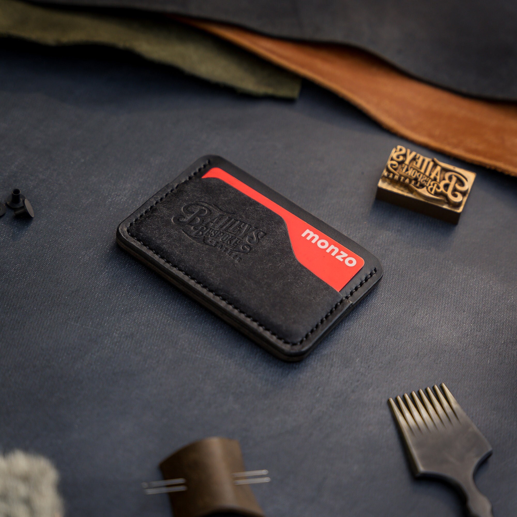 Minimalist Leather Card Holder for Men. Personalised Handmade - Etsy