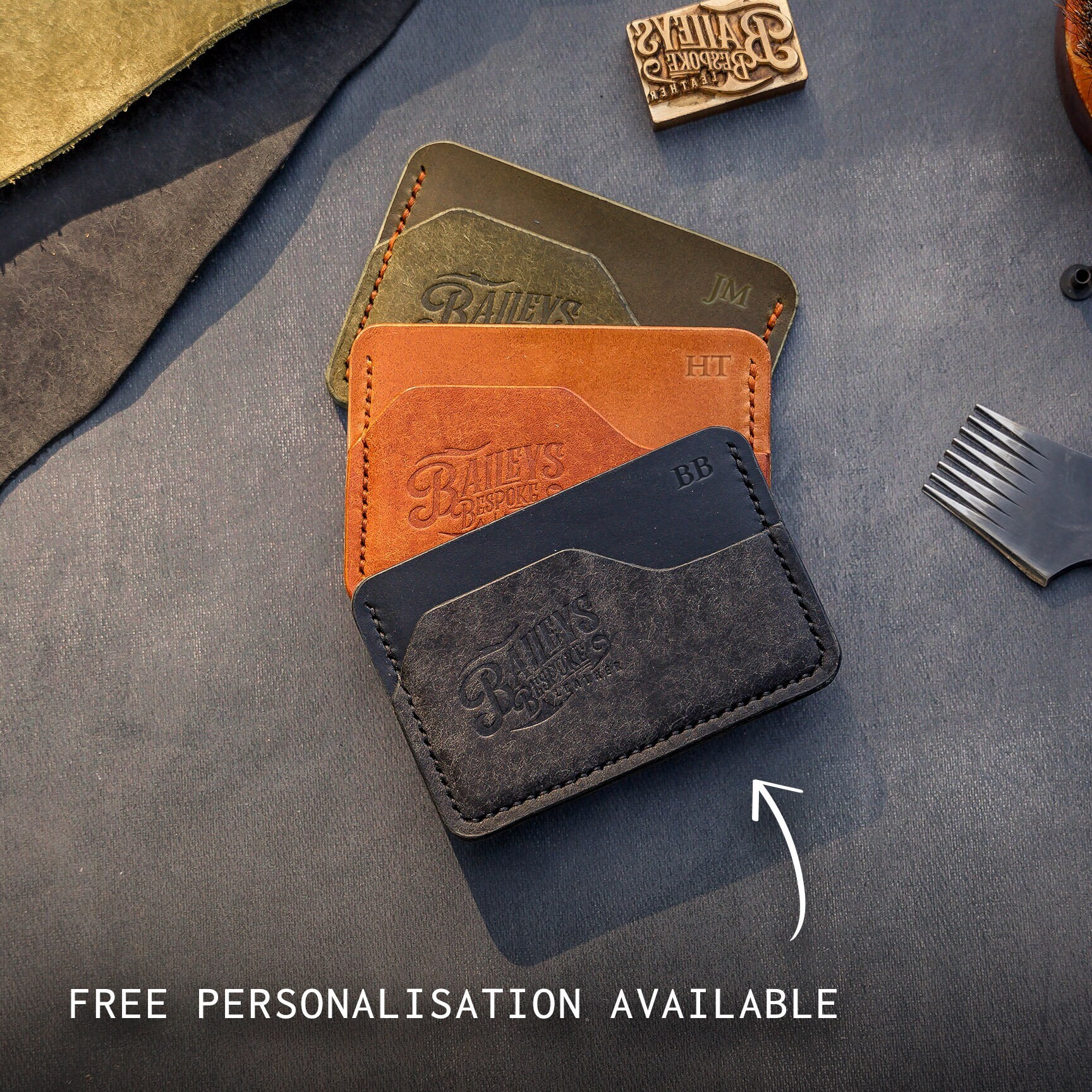 Minimalist Leather Card Holder for Men. Personalised Handmade - Etsy