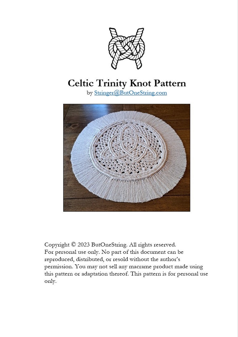 Trinity Knot Macrame Table Centrepiece Pattern, Instant Digital ...