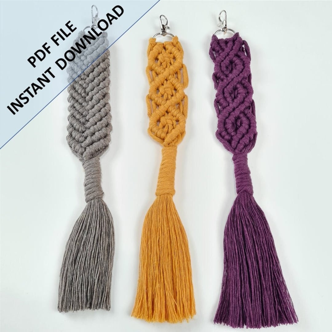 3 Macrame Key Fobs / Keychains Pattern, Instant Digital Download PDF ...
