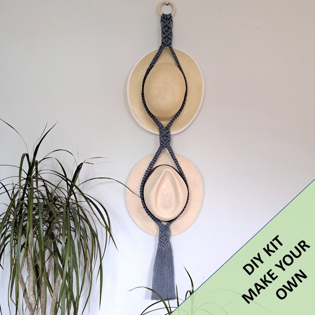 DIY Macrame Hat Hanger Kit. Double or Single Hat Hanger in One Pattern ...