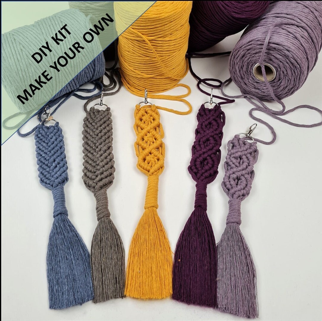 DIY Macrame Keychain / Key Fob Kit. Everything You Need to Create 3 ...