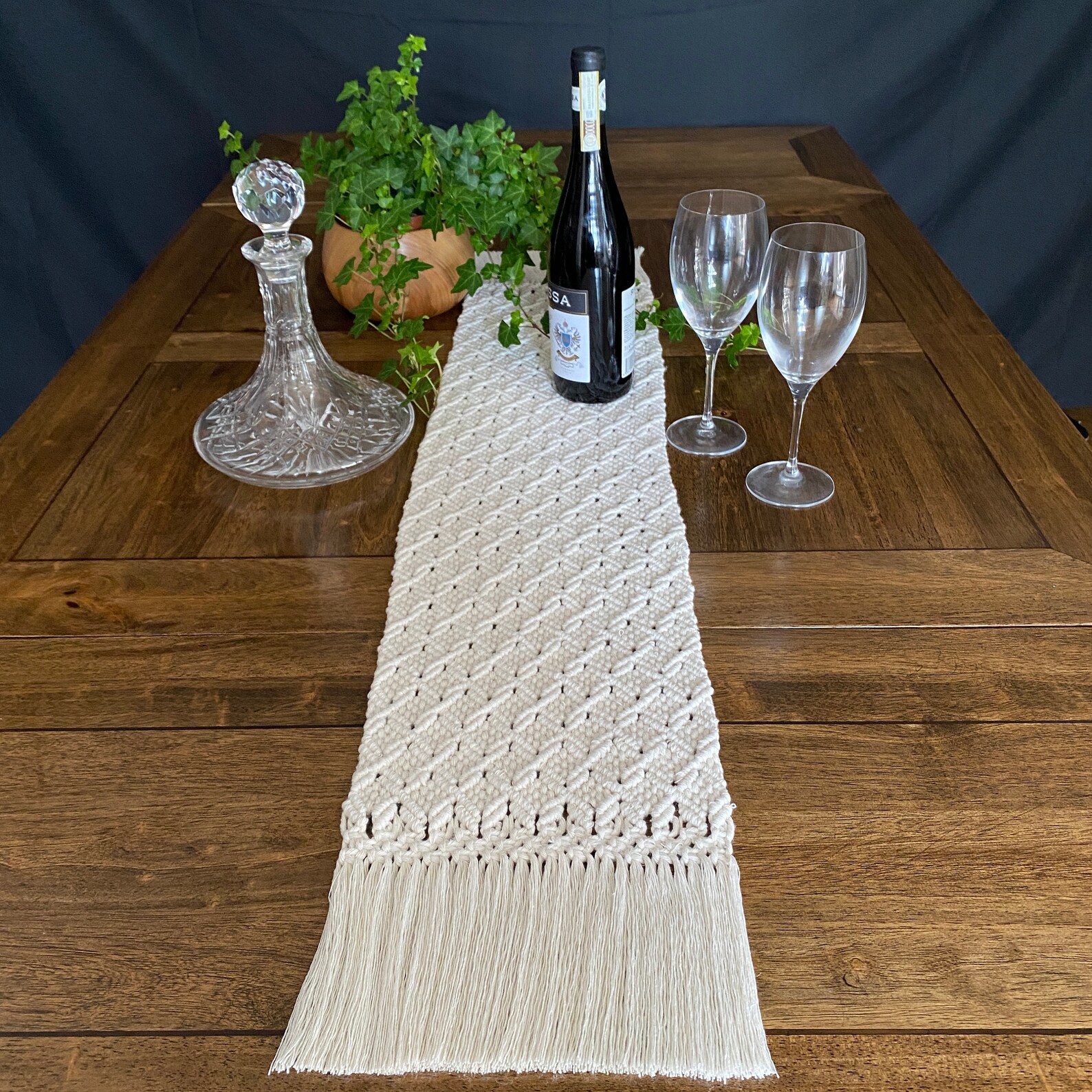 Macrame 'diamond' Table Runner Coffee Table Decor - Etsy