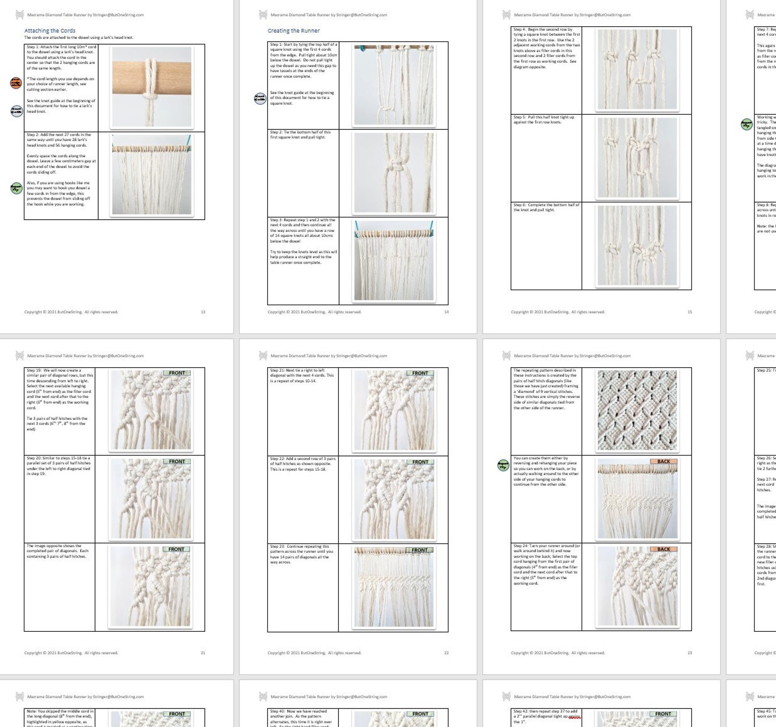 Macrame 'diamond' Table Runner Pattern, Instant Digital Download of ...