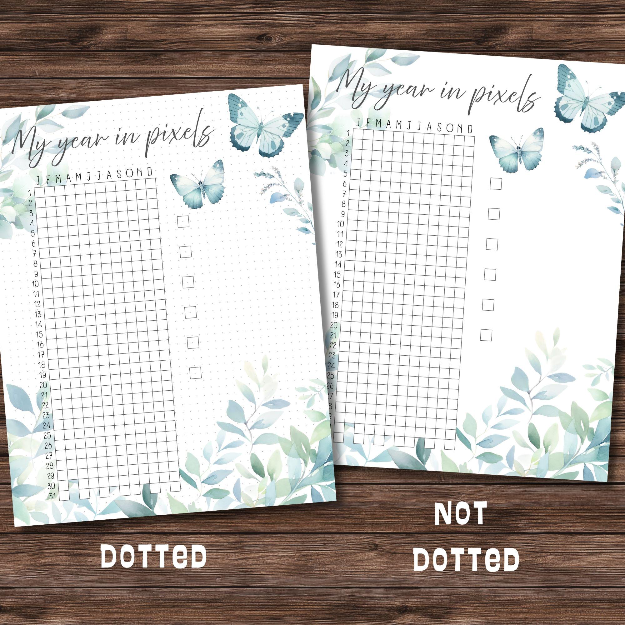 My Year in Pixels Printable Calendar, Tracking Planner, Monthly ...