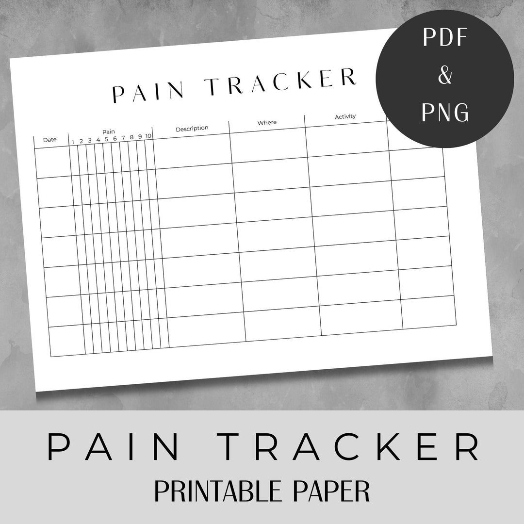 Daily Pain Tracker Printable Template, Tool for Monitoring Pain ...